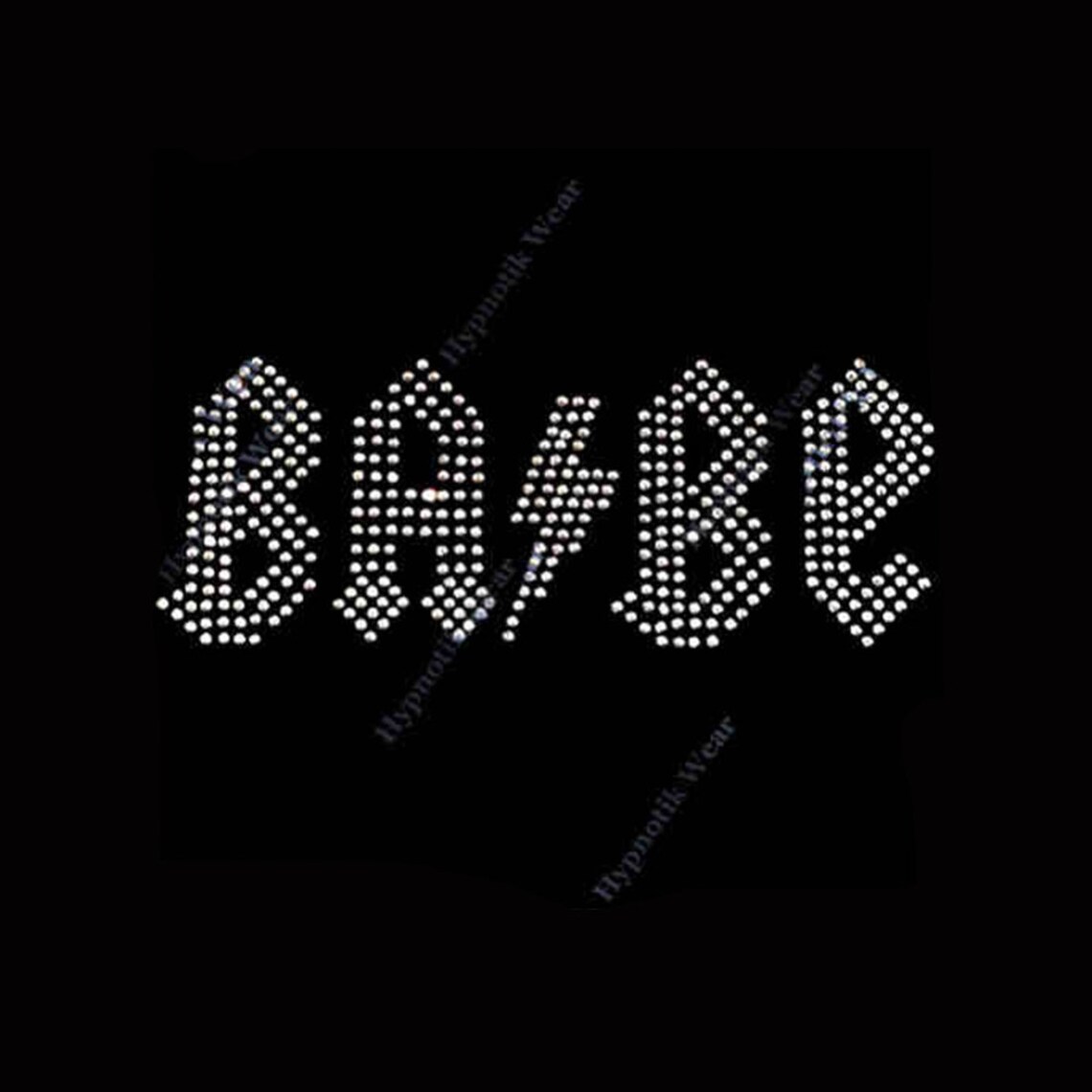 Rhinestone Transfer " Ba/be " AC/DC Style " Hotfix, Iron On, Bling ...