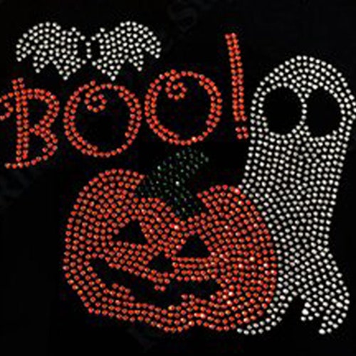 Rhinestone Transfer Boo With Ghost Iron On - Etsy
