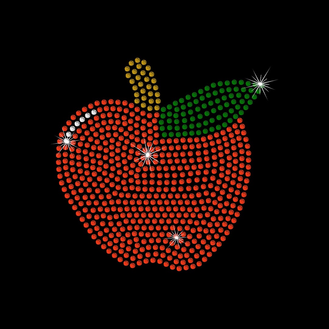 Rhinestone Transfer " Red Apple " Iron on , Hot Fix, Cute Teach ...