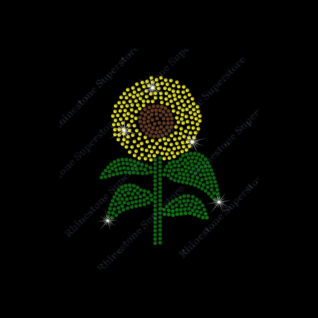 Rhinestone Transfer " Sunflower " 6" X 4" Hotfix , Iron On, Bling - Etsy