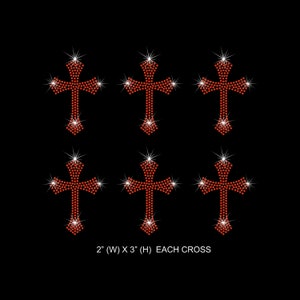 Rhinestone Transfer Only " 6pcs Crosses " Each Measures 2” (W) X 3” (H ...