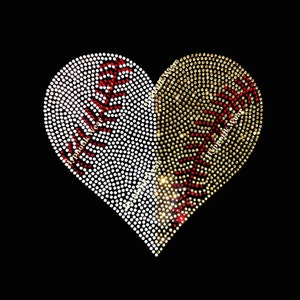 Rhinestone Transfer " Crystal Baseball Heart or Baseball & Softball ...