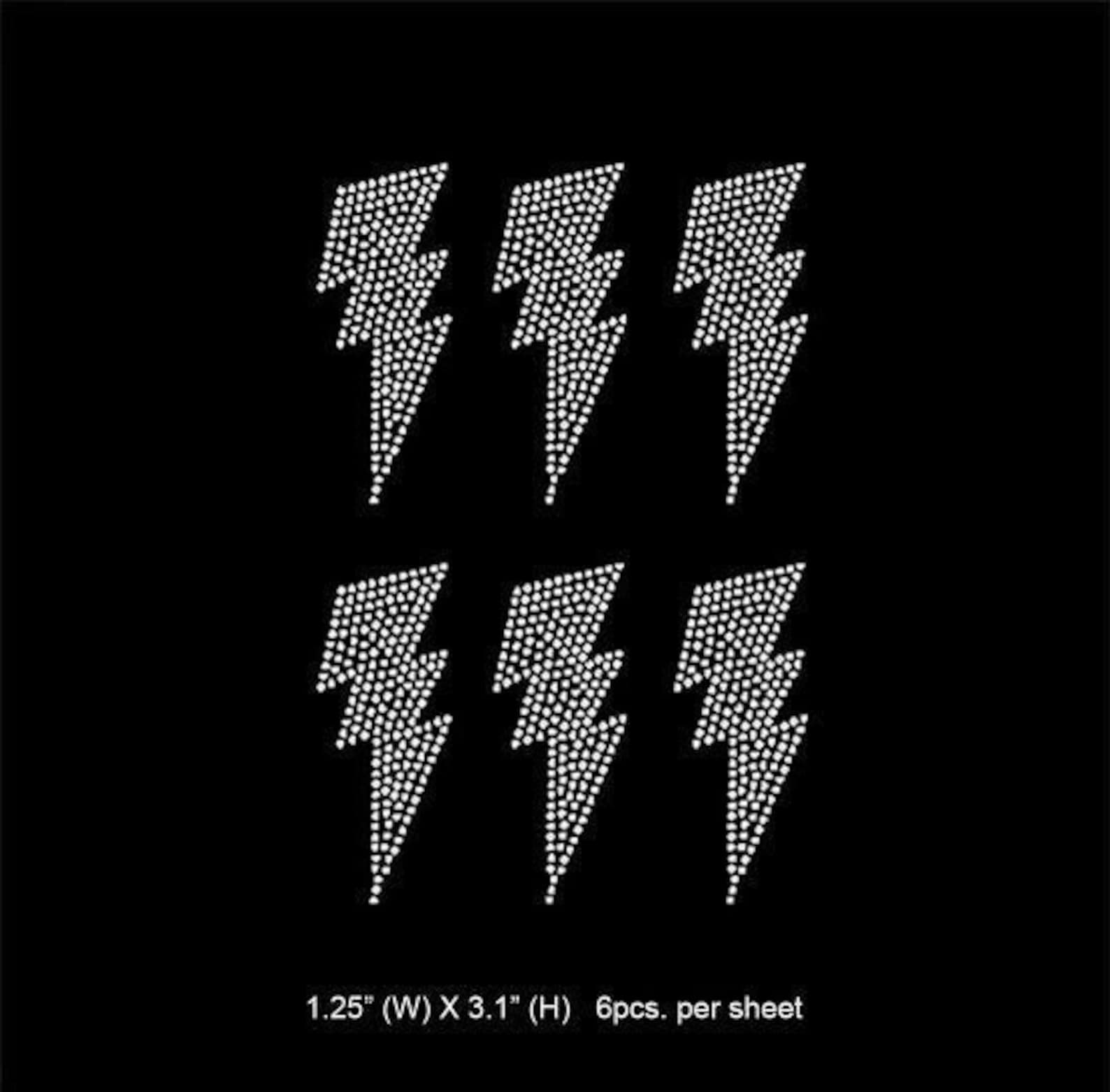 Rhinestone Transfer Only " Lightning Bolt " Hotfix, Iron On, Bling ...