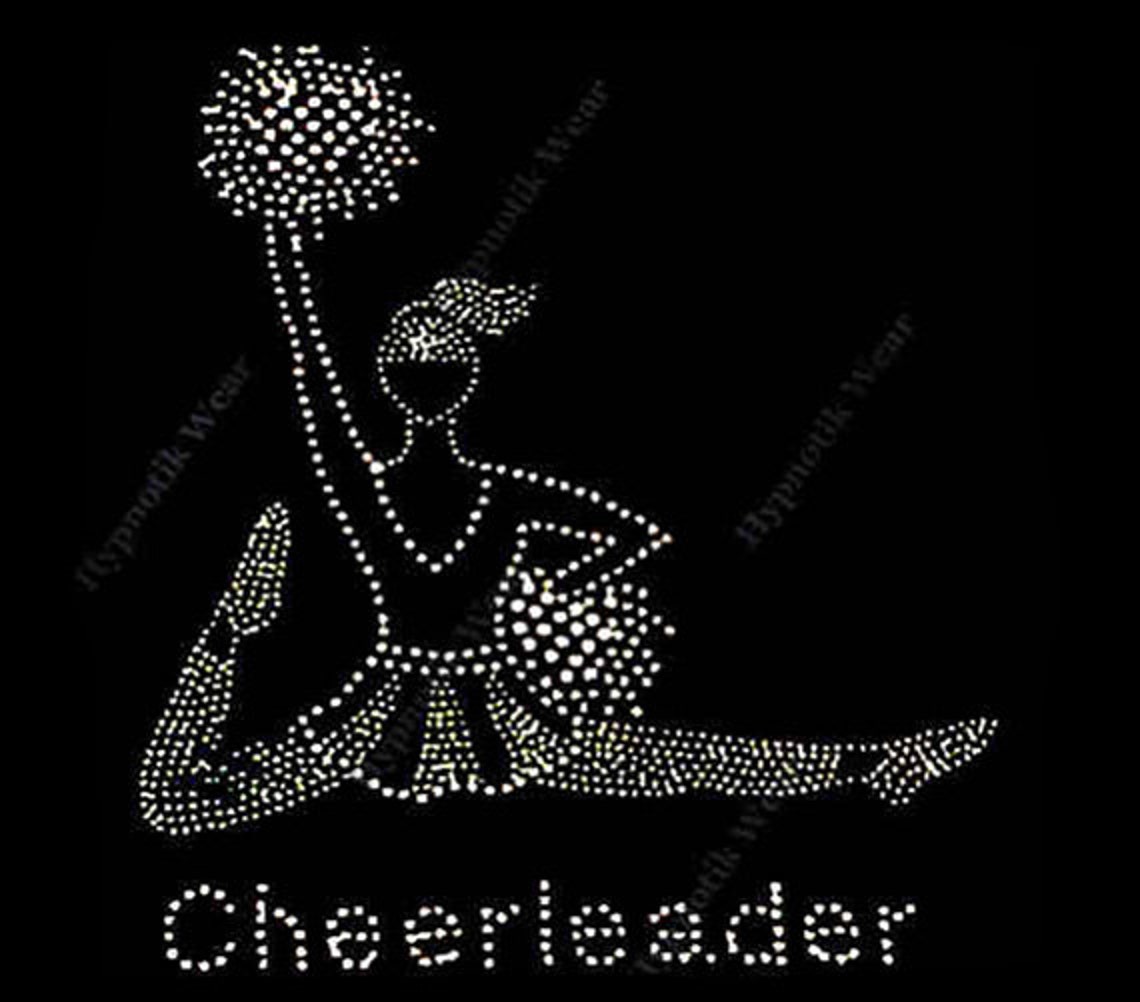 Rhinestone Transfer Cheerleader With Pom Poms - Etsy