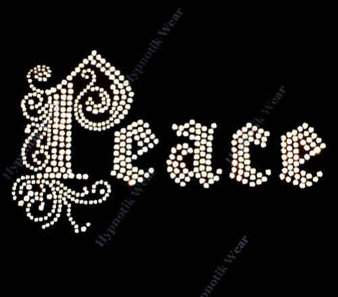 Rhinestone Transfer " Peace " Hotfix, Iron On, Bling, All Crystal - Etsy