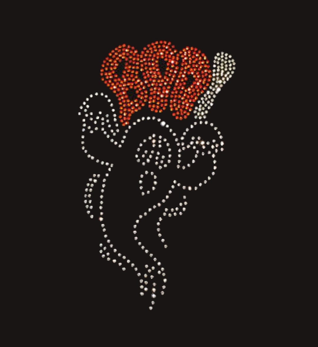 Rhinestone Transfer " Boo With Ghost" Iron On, Hotfix, Bling Halloween ...