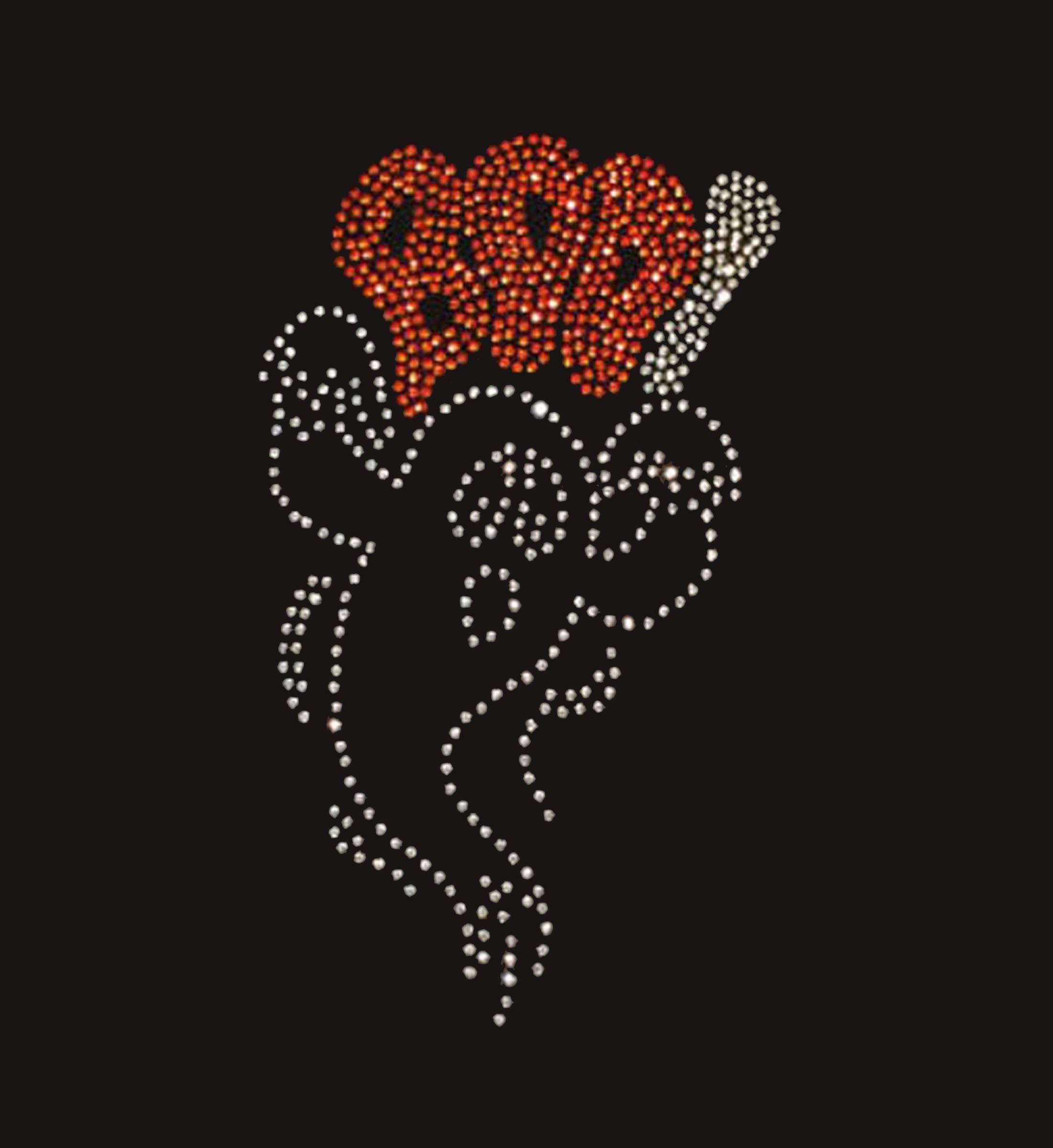 Rhinestone Transfer " Boo With Ghost" Iron On, Hotfix, Bling Halloween ...