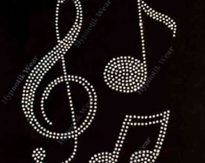 Music Note Custom Select Color Clef and Note Iron on Rhinestone ...