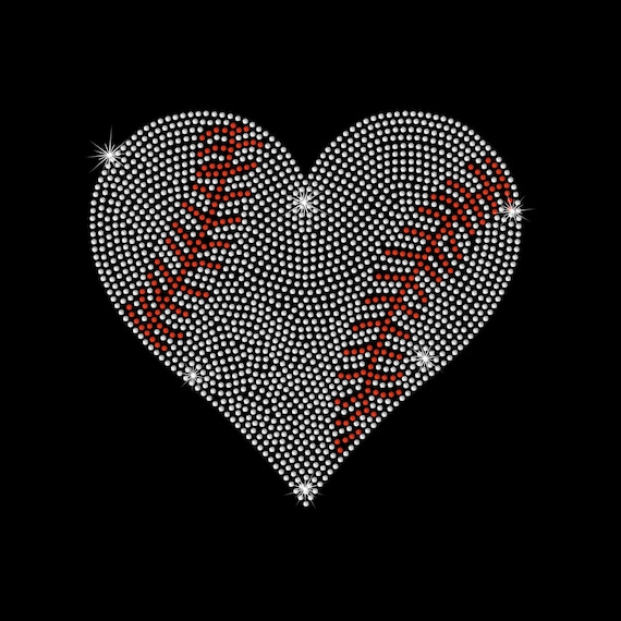 Rhinestone Transfer Crystal Baseball Heart or Baseball | Etsy