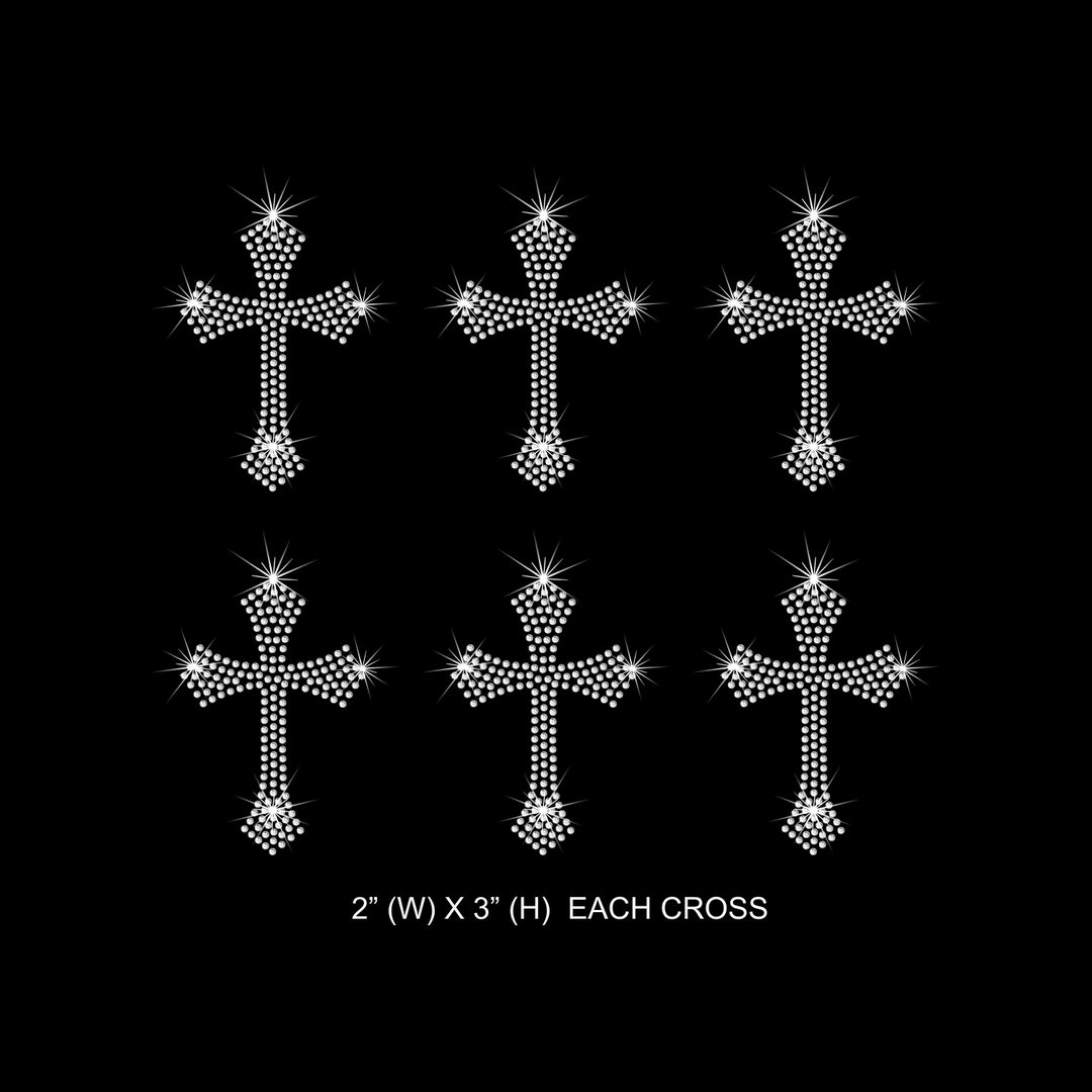 Rhinestone Transfer Only " 6pcs Crosses " Each Measures 2” (W) X 3” (H ...