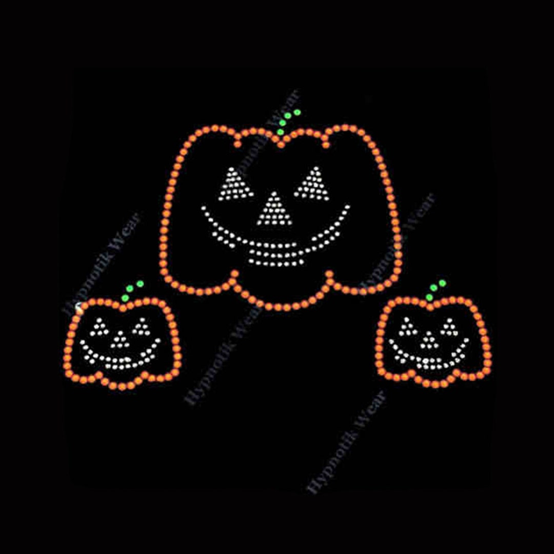 Rhinestone Transfer " 3 Pumpkins " Iron On, Hotfix, Halloween - Etsy