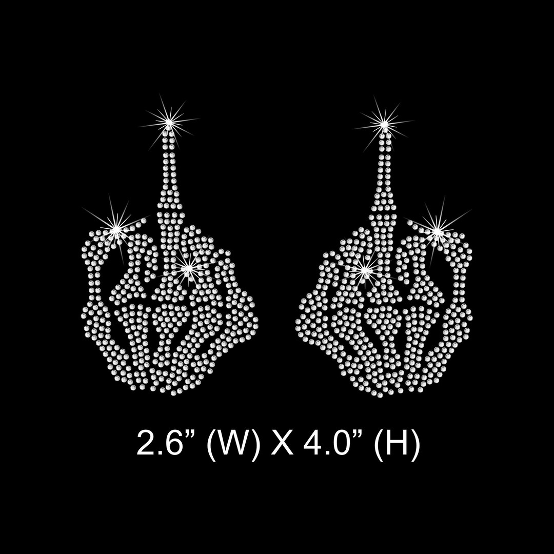 Rhinestone Transfer " Skeleton Hand Middle Finger " Left & Right Hand ...