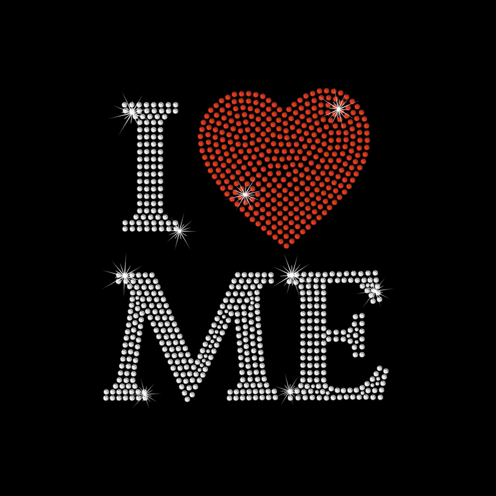Rhinestone Transfer Only " I Love Me " DIY, Bling, Iron On, Hot Fix ...