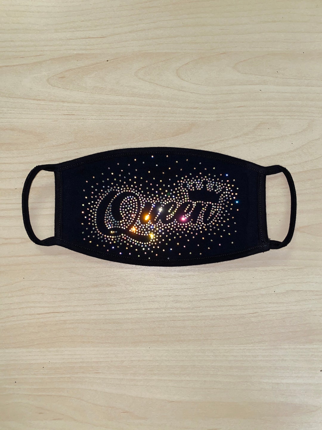 Rhinestone Embellished Face Mask With Queen Scattered Design , 100% ...