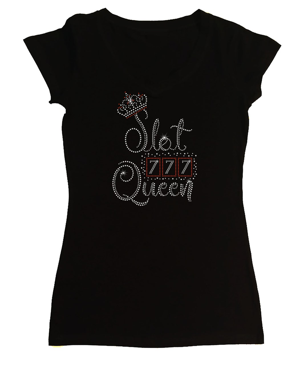 Women's Rhinestone Fitted Shirt " Slot Queen 777 " in Various Style ...