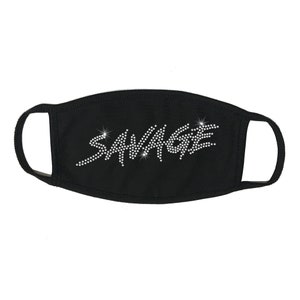 Rhinestone Embellished Face Mask With Savage 100% Cotton 2 PLY, Choose ...