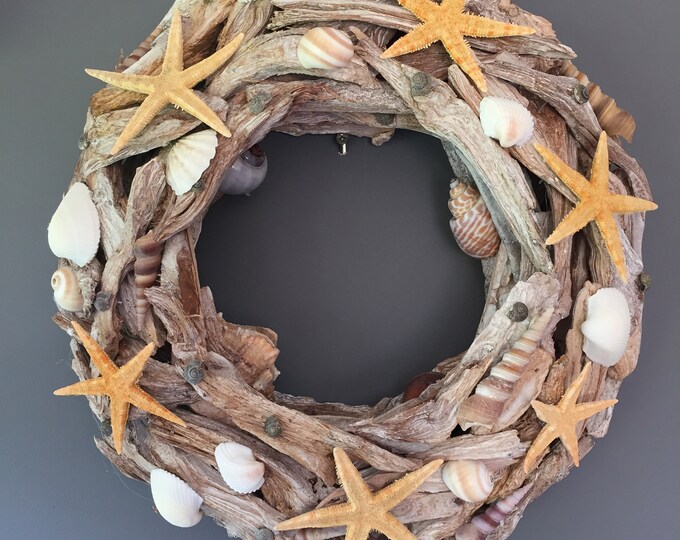 Summer Wreath, Beach Wreath, Shell Wreath, Driftwood Wreath, Starfish ...