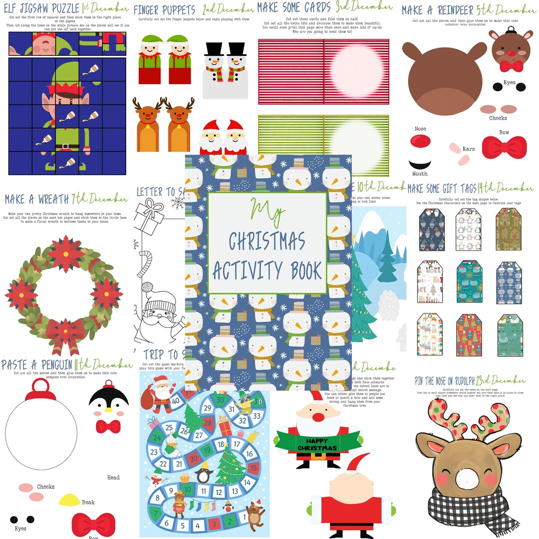 Printable Christmas Activity Calendar - Kids Christmas Crafts - Holiday ...