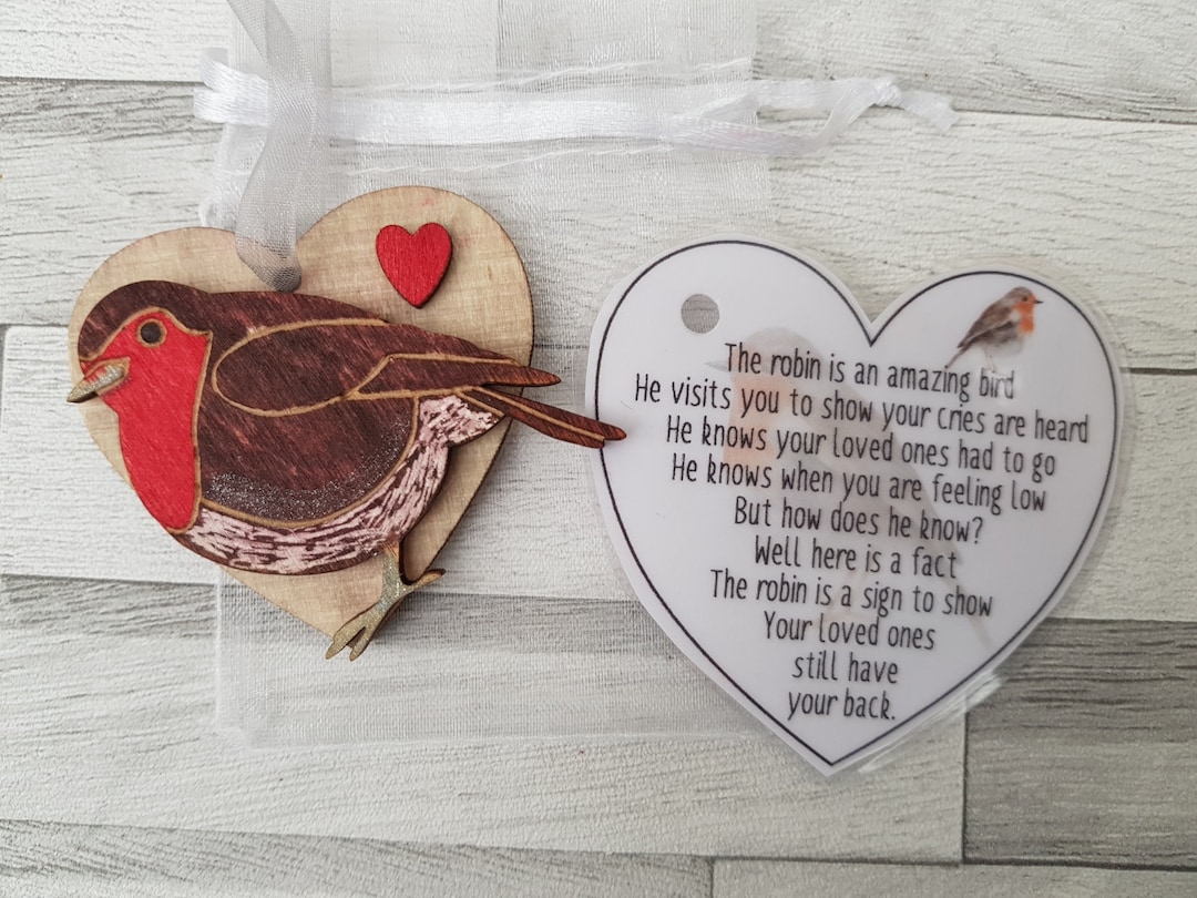 Robin Memorial Gift - Robin Grief Comfort Aid - Wooden Robin Ornament ...