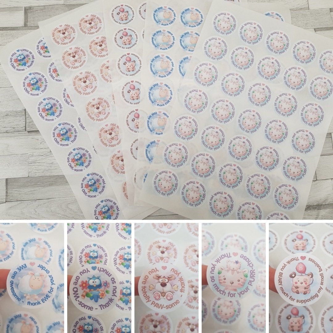 Animal Themed Thank You Stickers - Animal Pun Labels - Small Business ...