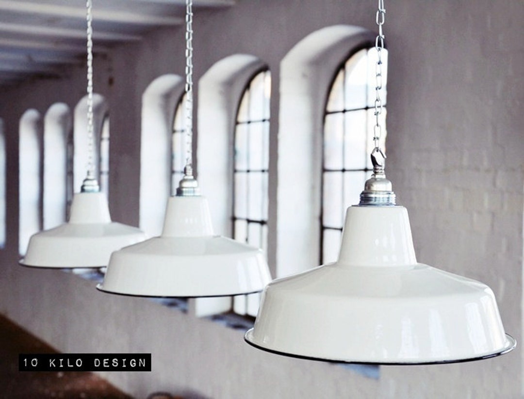 Factory Lamp 31cm 12" Enamel Lamp Enamel White - Etsy