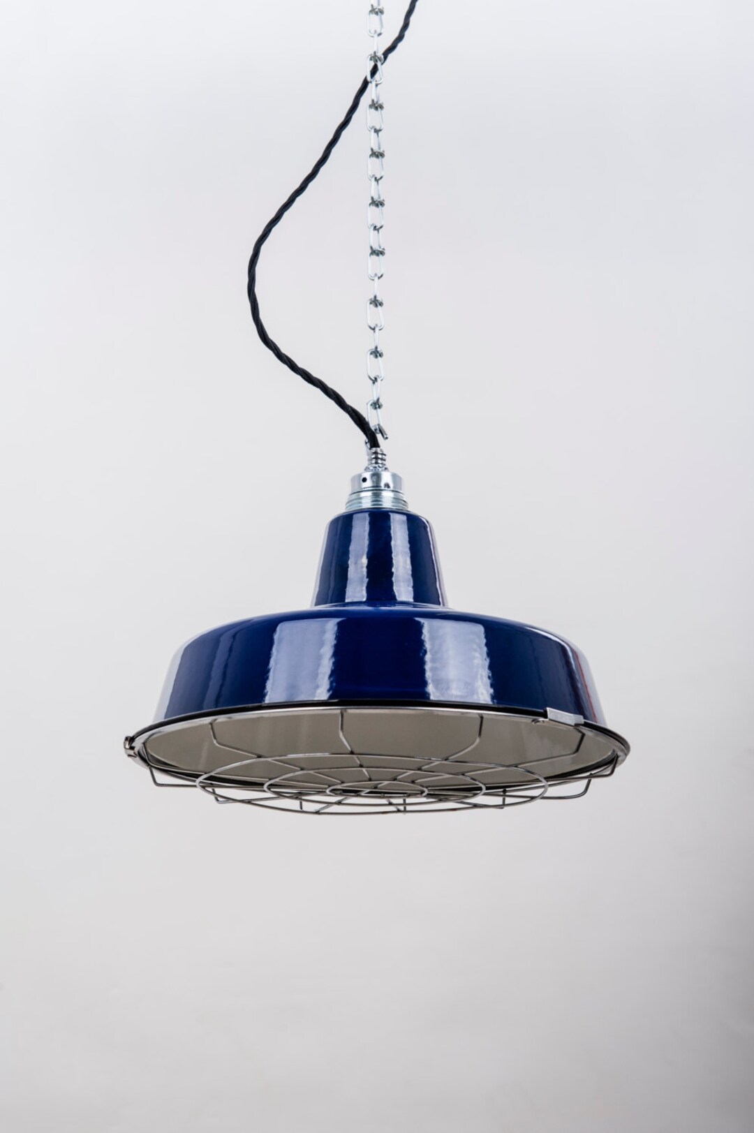 Factory Lamp 31cm 12" Protective Grid Enamel Lamp Enamel Blue - Etsy