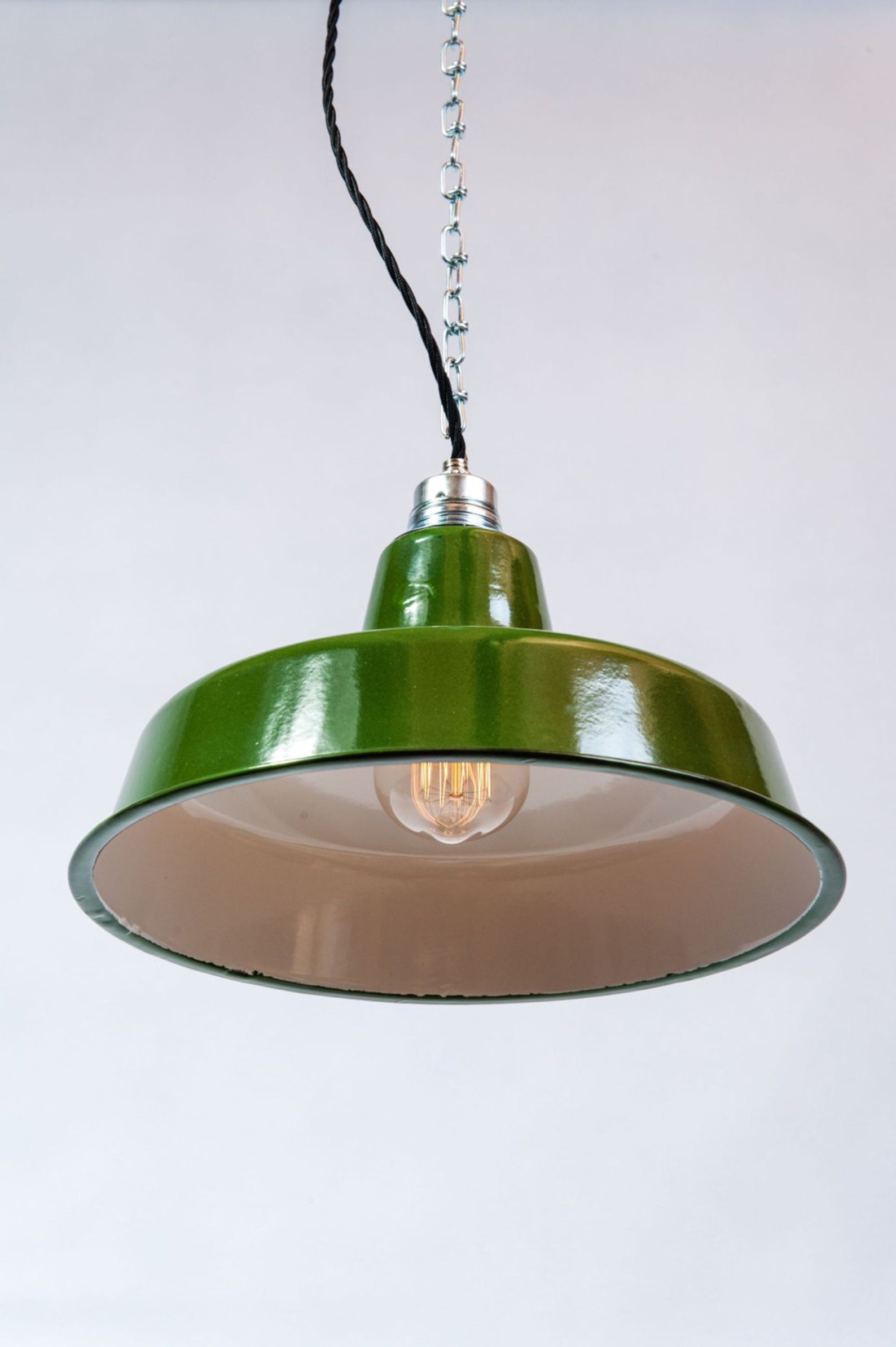 B-grade!! Factory Lamp 31cm 12" Enamel Lamp Green - Etsy