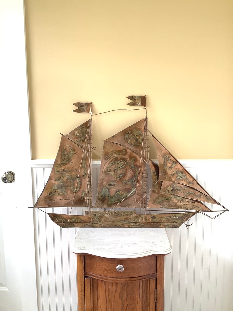 Vintage Large 40 Copper Metal Art Clipper Ship Copper Ship - Etsy