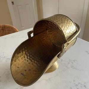 Vintage Hammered Brass Scuttle Bucket, Small Coal Bucket, Fireplace ...