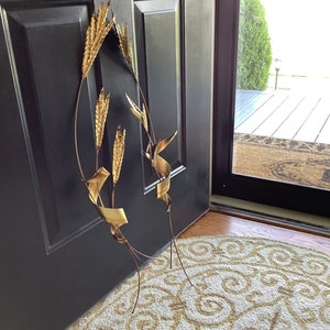 Pair of Vintage Gold Metal Wheat, Wall Hangings, Wheat Stalks, Brass ...