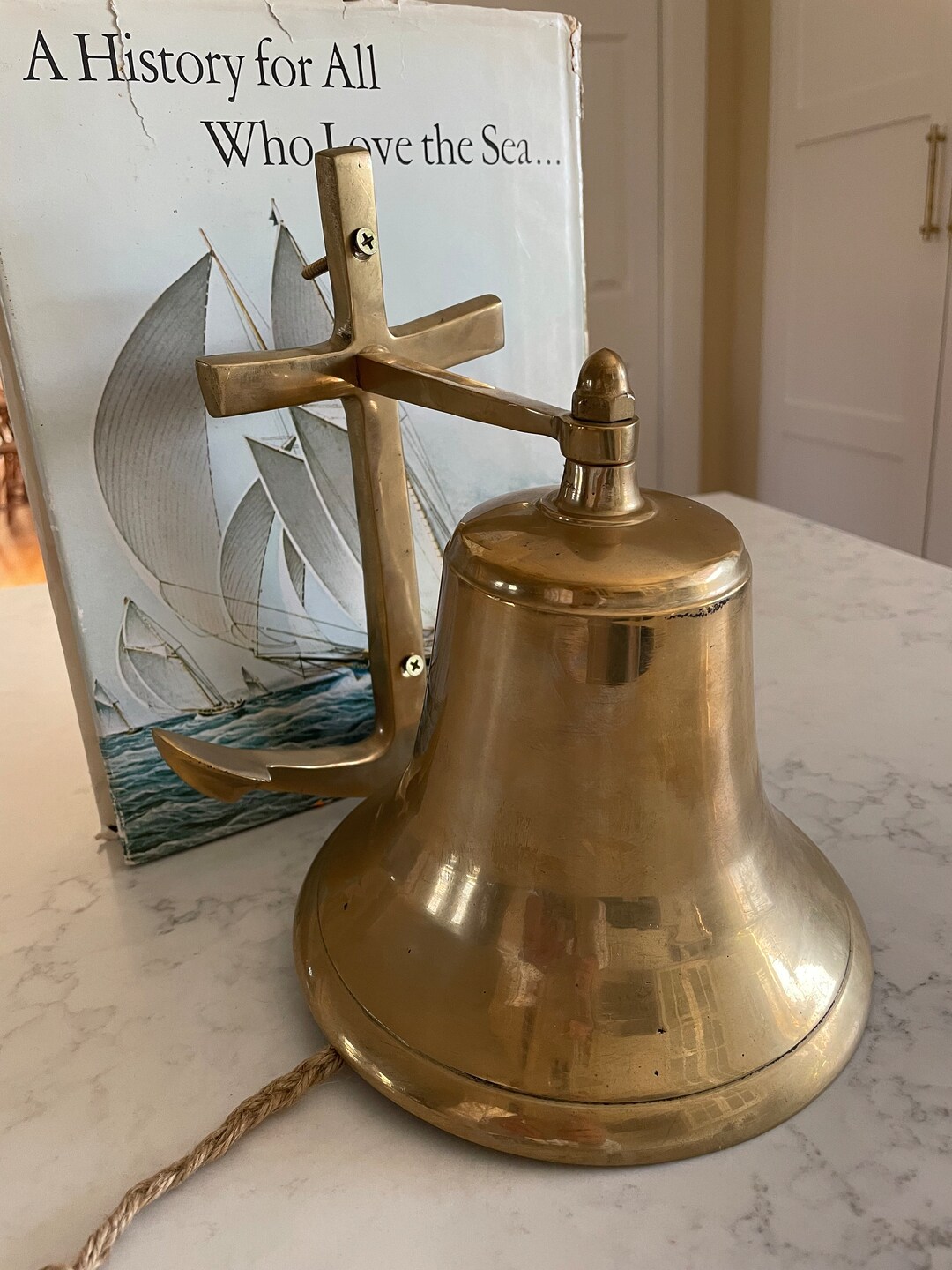 Vintage Large Brass Anchor Bell, 9.25 Wall Mount Bell, Nautical, Beach ...