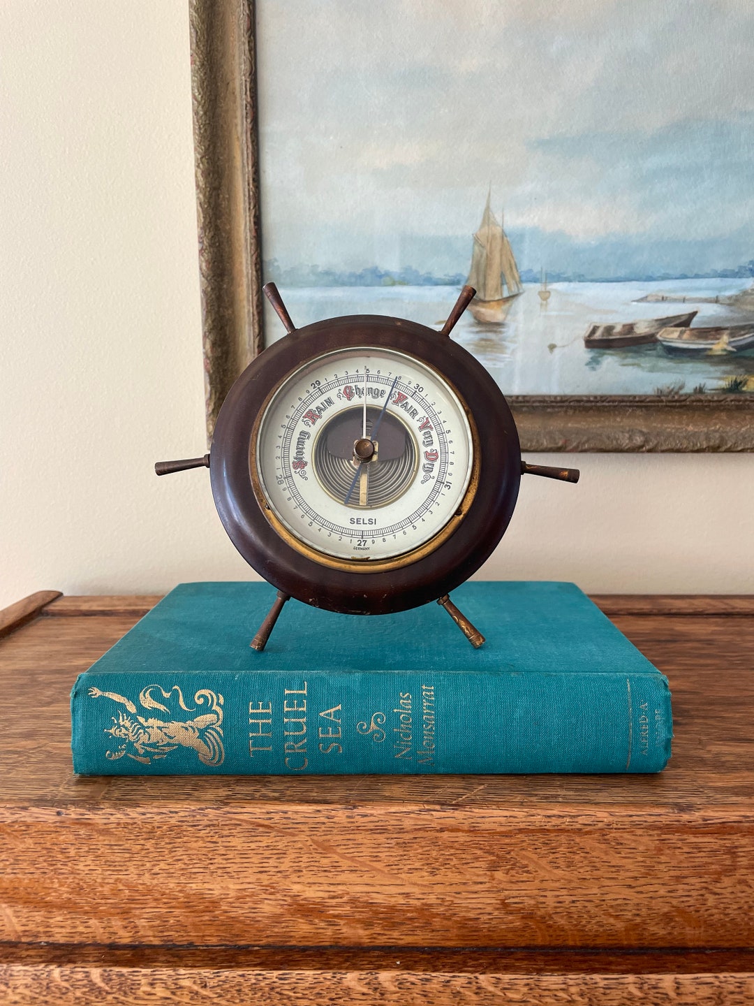 Vintage SELSI Ships Wheel Barometer, Made in Germany, Table Top/wall ...