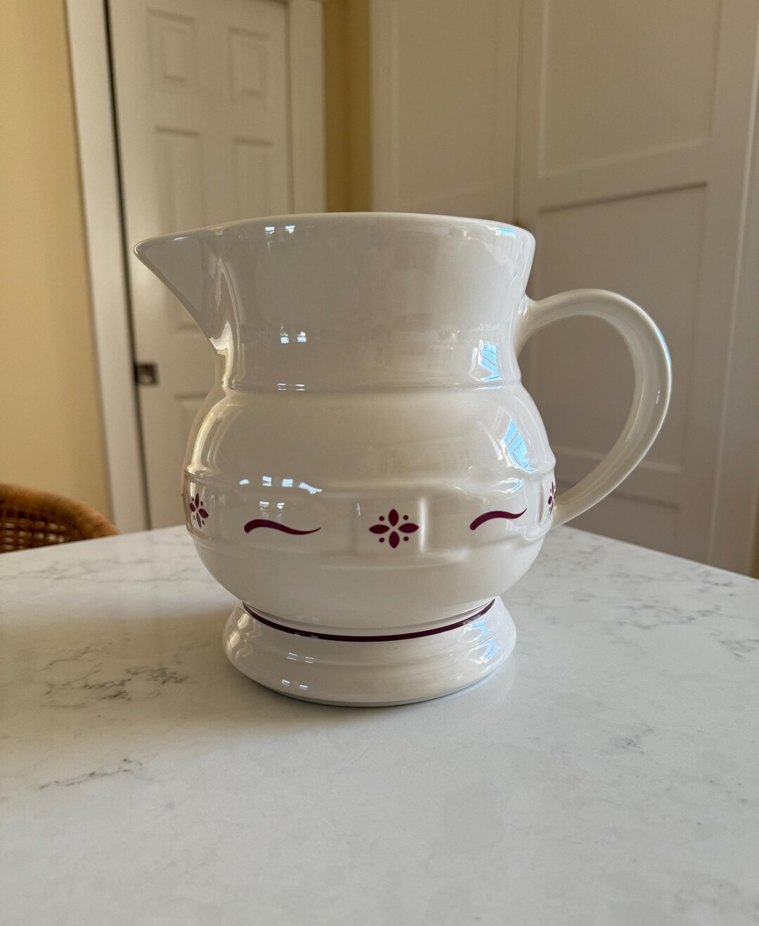Vintage Longaberger Pottery Pitcher, Red Woven Traditions/ 2 Quart ...