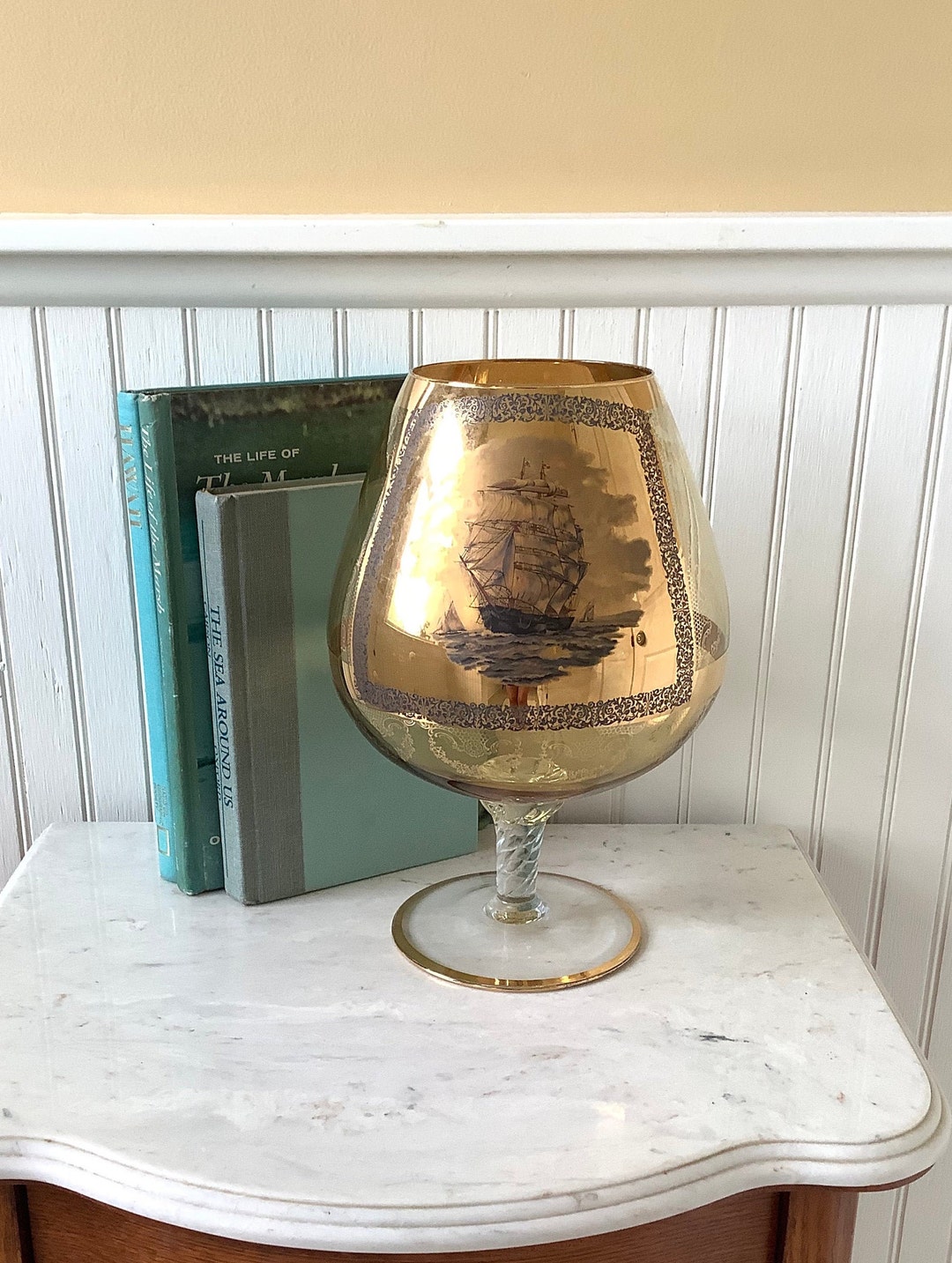 Vintage Large Pedestal Bowl/goblet 22k Gold Goblet 11 - Etsy