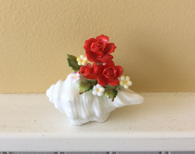 Vintage Porcelain Seashell & Roses Miniature, Shadow Box, Printers ...