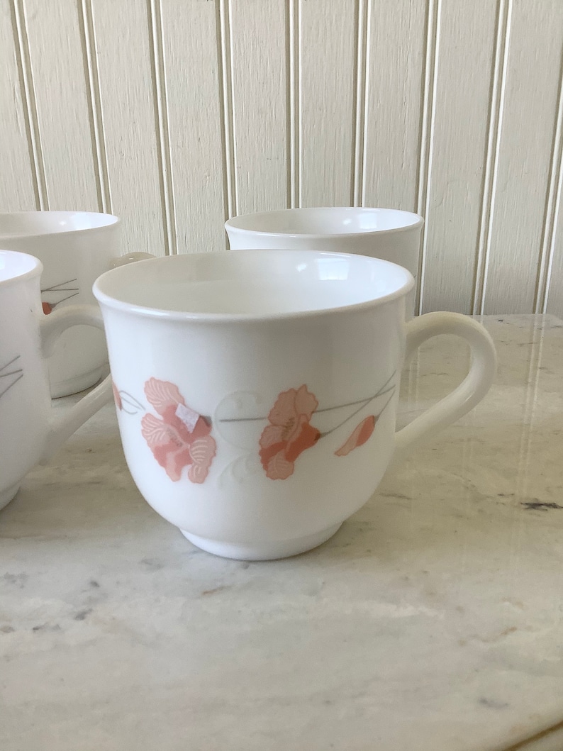 Vintage Set of 4, Arcopal France Teacups, Milk Glass Teacups, Arcopal ...