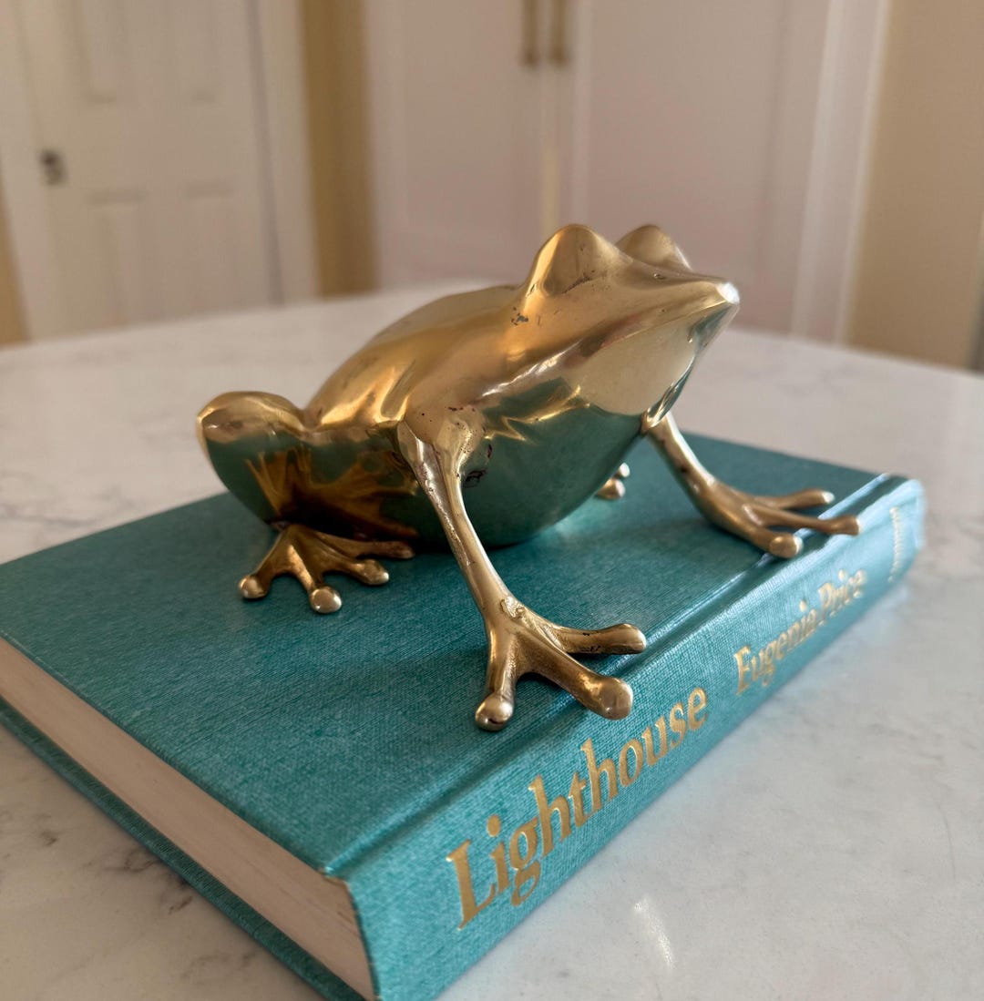 Vintage Large 6” Solid Brass Frog Statue, Rare Brass Frog - Etsy