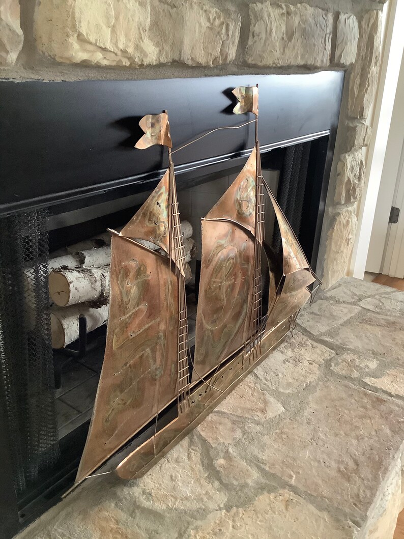 Vintage Large 40 Copper Metal Art Clipper Ship Copper Ship - Etsy