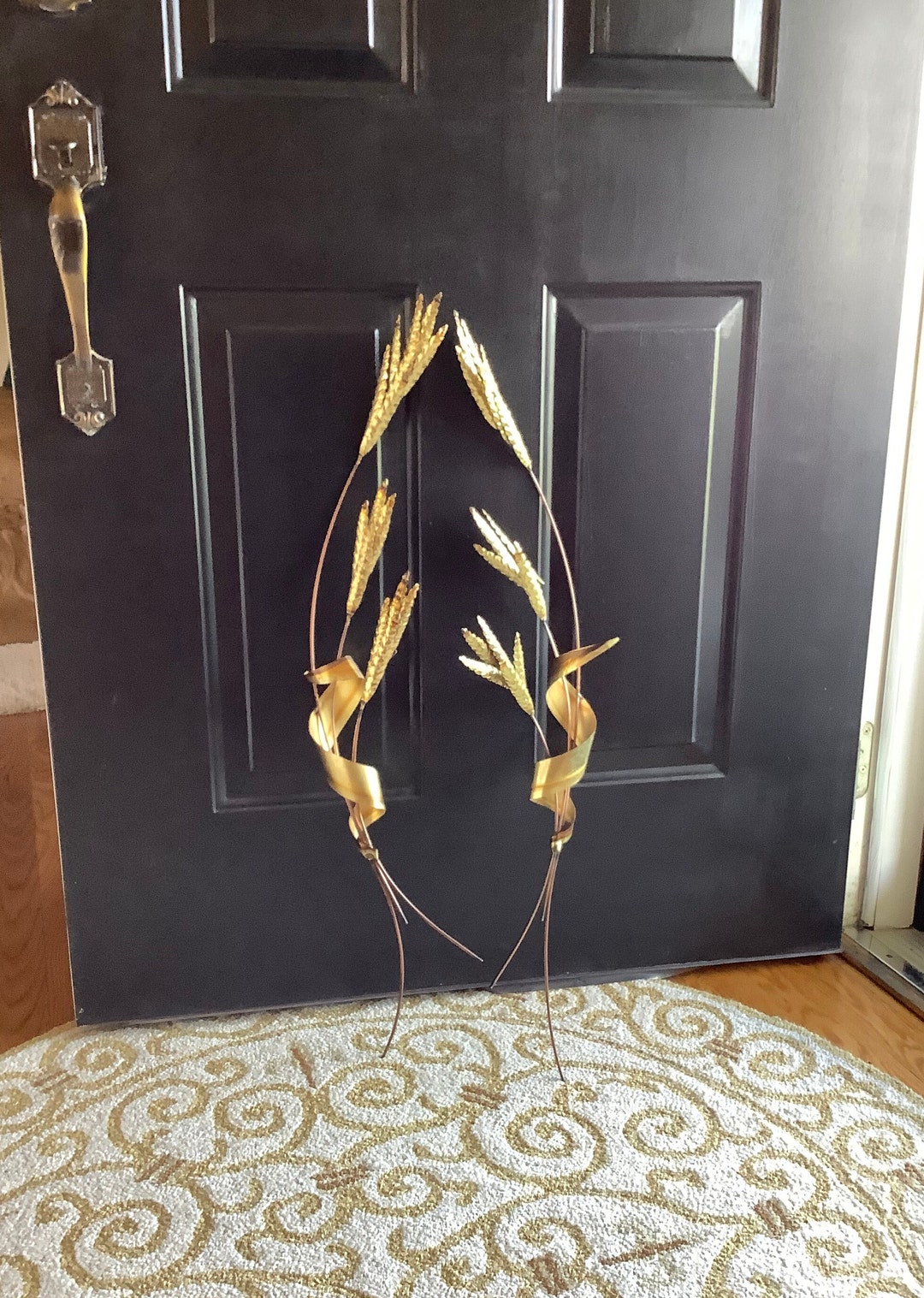 Pair of Vintage Gold Metal Wheat, Wall Hangings, Wheat Stalks, Brass ...