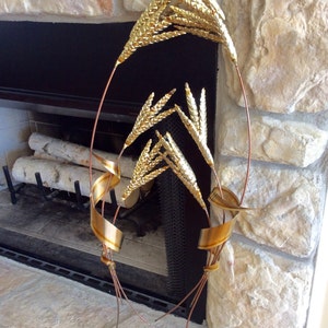 Pair of Vintage Gold Metal Wheat, Wall Hangings, Wheat Stalks, Brass ...