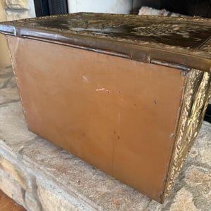 Vintage Large 18” Brass Repousse Fireside Box, English Clipper Ship ...
