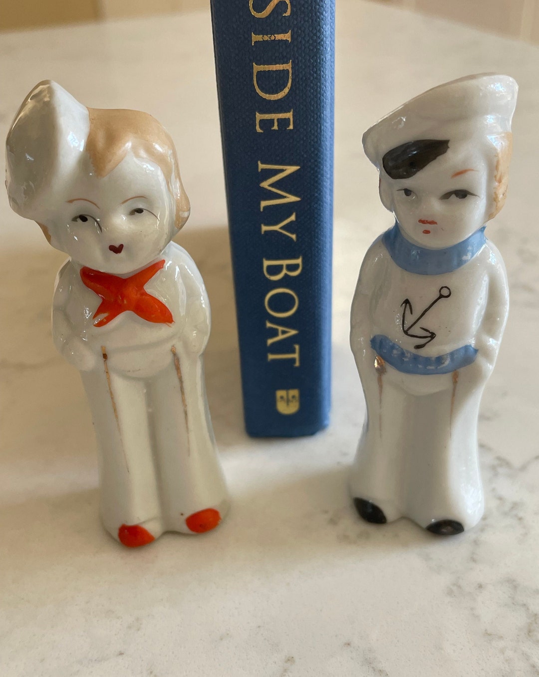 Vintage Pair of Porcelain Bisque Sailor Boy & Girl Figurines, Made in ...
