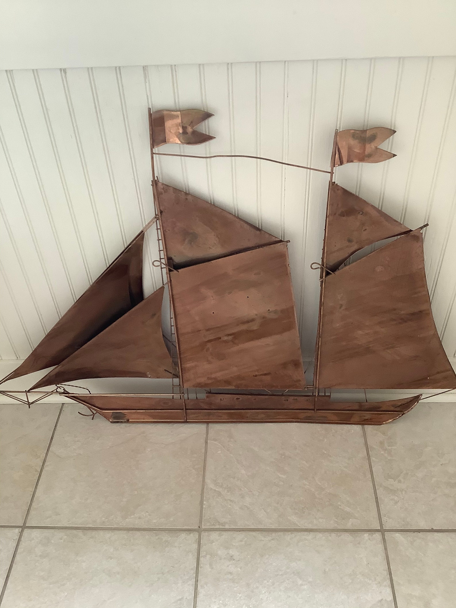 Vintage Large 40 Copper Metal Art Clipper Ship Copper Ship - Etsy