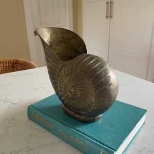 Vintage Brass Nautilus Shell Planter, Chinoiserie, Coastal, Tropical ...