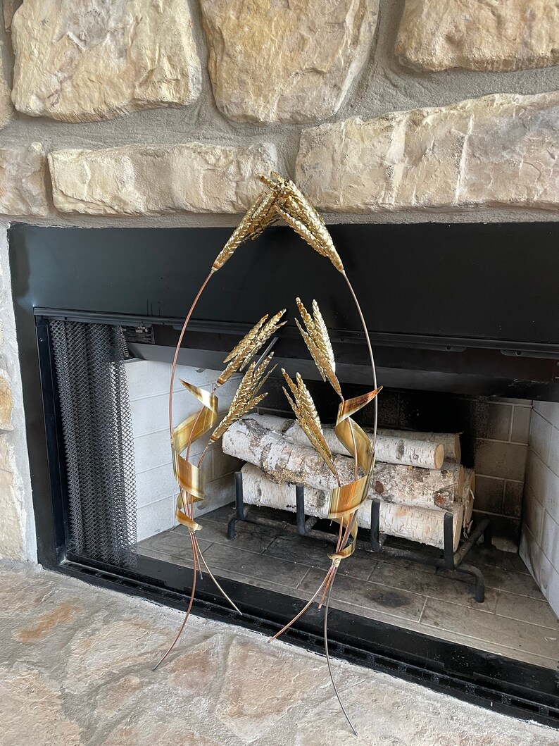 Pair of Vintage Gold Metal Wheat Wall Hangings Wheat Stalks - Etsy