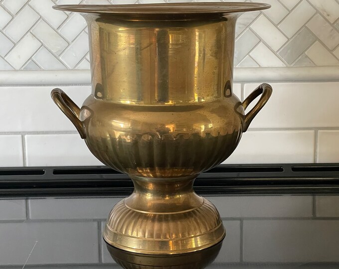 Vintage 10” Brass Champagne Bucket, Brass Urn, Wine Cooler, Brass ...