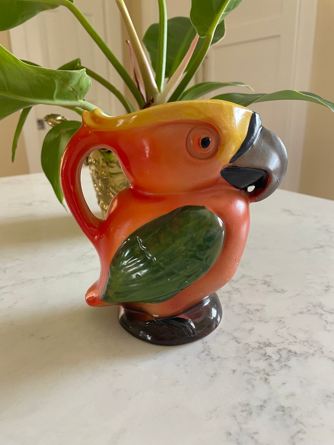 Vintage Small German Parrot Pitcher, 5.5 Orange Parrot, Marked Germany ...