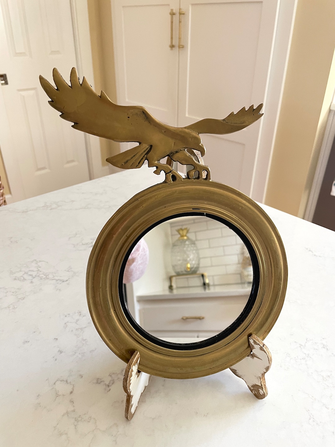 Vintage Round Brass Mirror With Eagle, Eagle Mirror, Federal Mirror ...