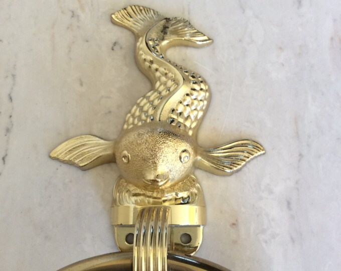 Sale...vintage Polished Brass, Koi Fish, Towel Holder, Towel Ring ...