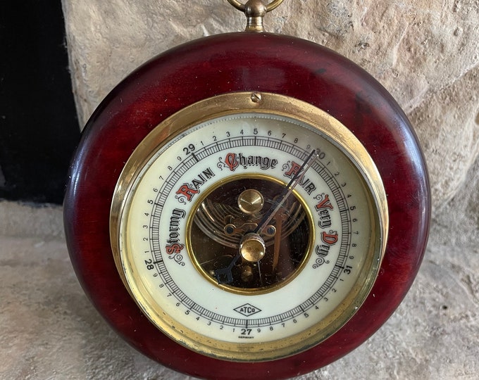 Vintage ATCO German Barometer, Made in Germany, Wood / Brass Barometer ...